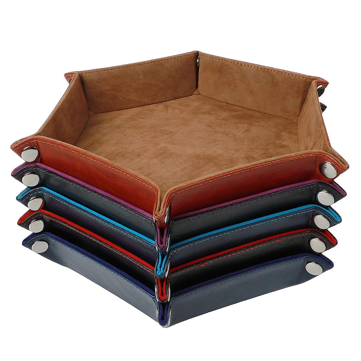 Dice Tray 12 Inch Dice Rolling Tray Folding Dice Tray Holder for RPG DND Table Games Double Sided PU Leather Tray (Camel)