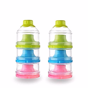 Accmor Baby Formula Dispenser On The Go, Stackable Formula Dispenser, Non-Spill Snack Storage Milk Powder Formula Container for Travel, BPA Free, 3 Layers, 2 Pack