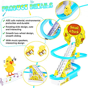 HyDren Climb Stairs Toy Roller Coaster Toy for Halloween Christmas Electric Toys Track Slide Stairs Indoor Toy with LED Flashing Lights (Duck)