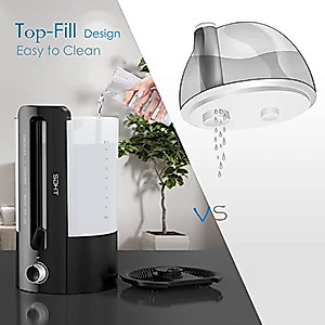SDHT Humidifiers for Large Room,4L Humidifiers for Bedroom,Top Fill Cool Mist Humidifiers for Baby and Plants,Easy to Clean and Fashion Design,40H,Quiet (Mechanical, Black)
