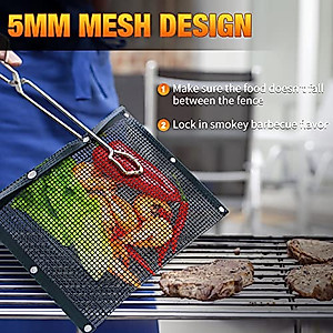 BBQ Accessories Mesh Grill Bags for Outdoor Grill,more than Grill Mat,Non-stick Resuable,Easy to Clean,Works on Electric Grill Outdoor Gas Charcoal BBQ Black Barbeque Grilling Accessories/BBQ Tools