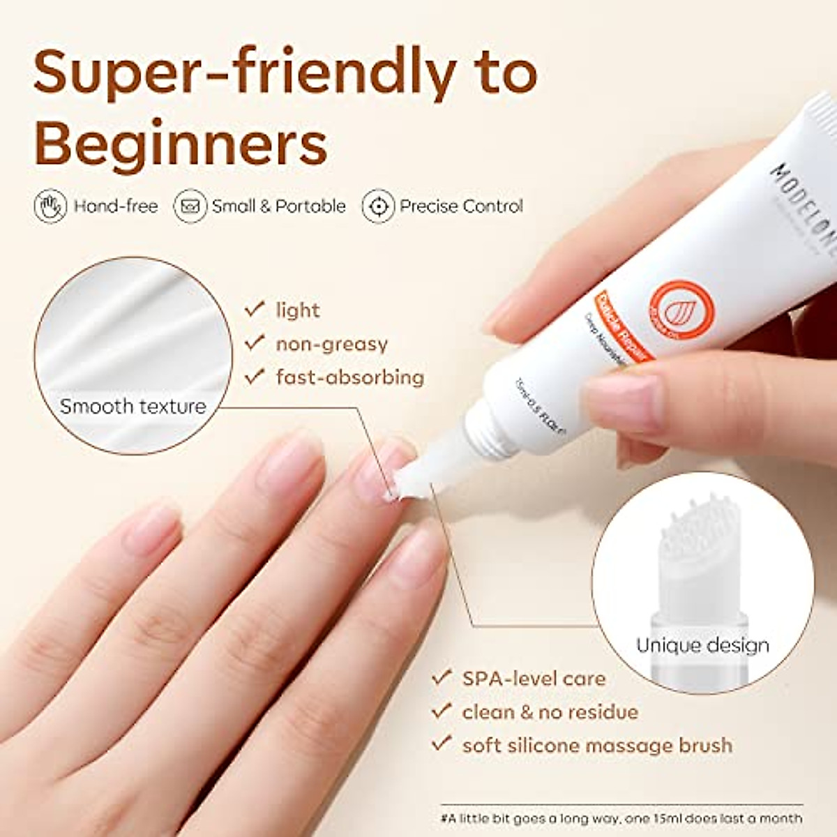 modelones Cuticle Cream, Ultra-Hydrating Cuticle Oil Nail Care Organic Jojoba Oil Vitamin E Serum, Deep Moisturizing Cuticle Repair Treatment Non-greasy, Soothe, Repair Dry Cracked Cuticles, 15ML