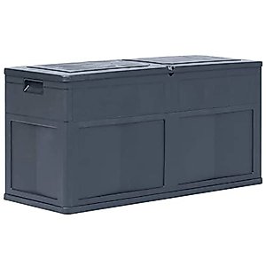 vidaXL Patio Storage Box Tool Case Deck Cushion Organizer Indoor Patio Easy to Assemble Durable Lockable Weather Resistant 84.5 gal Black Plastic