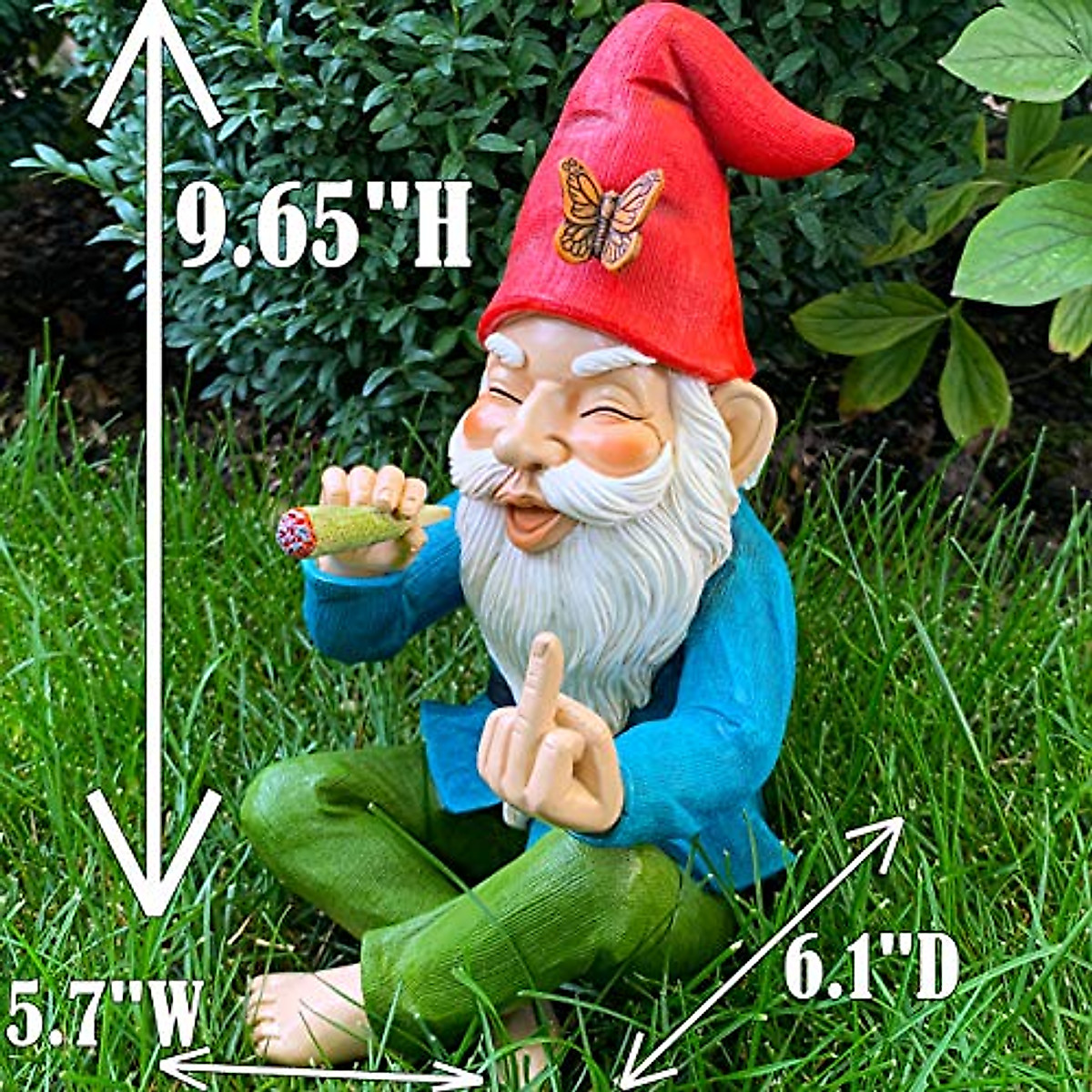 Mood Lab Garden Gnome - Relaxed Gnome - 9.6 Inch Tall Statue Lawn Garden Figurine - for Outdoor or House Decor