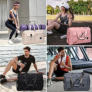MYHOZEE Travel Duffle Bag for Women, Weekender Overnight Bags Sports Yoga Gym Bag Dry Wet Separated With Shoe Compartment, Waterproof Handbag for Swimming Travel Hospital Pink
