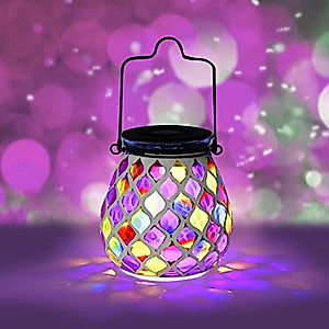 Mosaic Solar Lanterns - Solar Hanging Lanterns Outdoor Waterproof Solar Table Lights for Garden, Patio, Party, Yard, Outdoor Decor (Diamond)