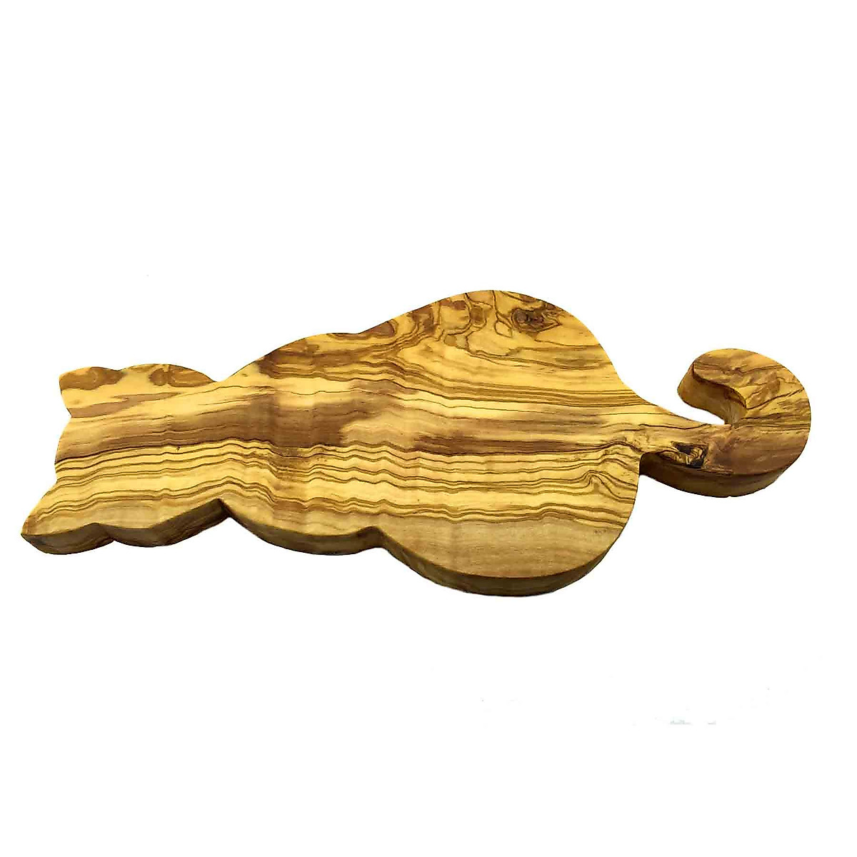 Olive Wood Cutting & Serving Board Cat Desig (13" x 5.9")