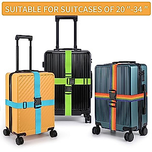 BILIONE Luggage Straps Belts TSA Approved Keep Suitcase Secure While Traveling, 79" Long Add a Bag Premium Accessory for Travel Bag Closure, 4 Pack Yellow Black