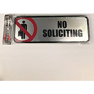 COSCO Business Sign, Brushed Metallic, NO SOLICITING, 9" x 3" (098208)