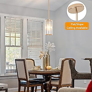 Heircido Rose Gold Pendant Light,Modern Crystal Pendant Lighting,Bar Pendant Light Fixture for Kitchen Island Dining Room Bedroom Hallway