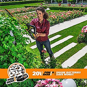 WORX WG255.1 20V PowerShare 20" Cordless Electric Hedge Trimmer