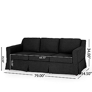 Christopher Knight Home Arrastra Sofas, Charcoal Stripe + Walnut