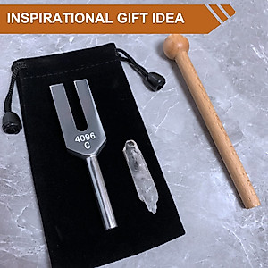 4096 Hz Tuning Fork, Crystal Tuning Fork for Healing, Medical-Grade with Wood Hammer and Soft Storage Bag