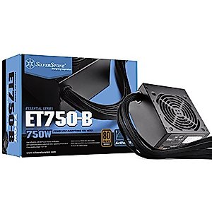 SilverStone Technology SST-ET750-B Watt 80 Plus Bronze Fixed Cable Computer Power Supply with All Flat Black Cables