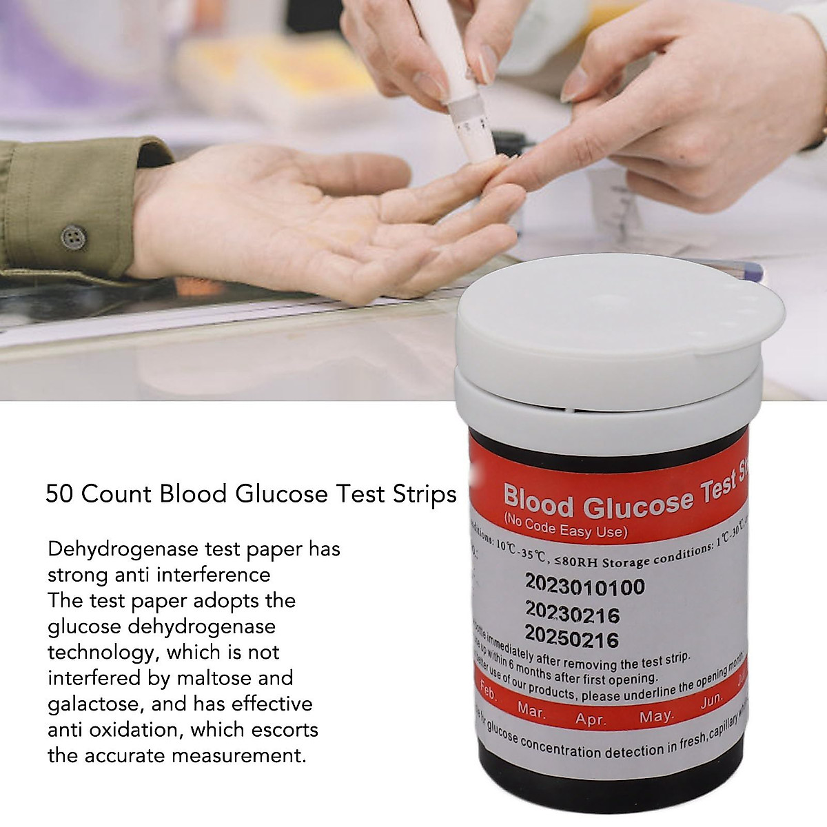 50 Count Accurate Glucose Test Strips for Diabetes Monitoring, PET Material