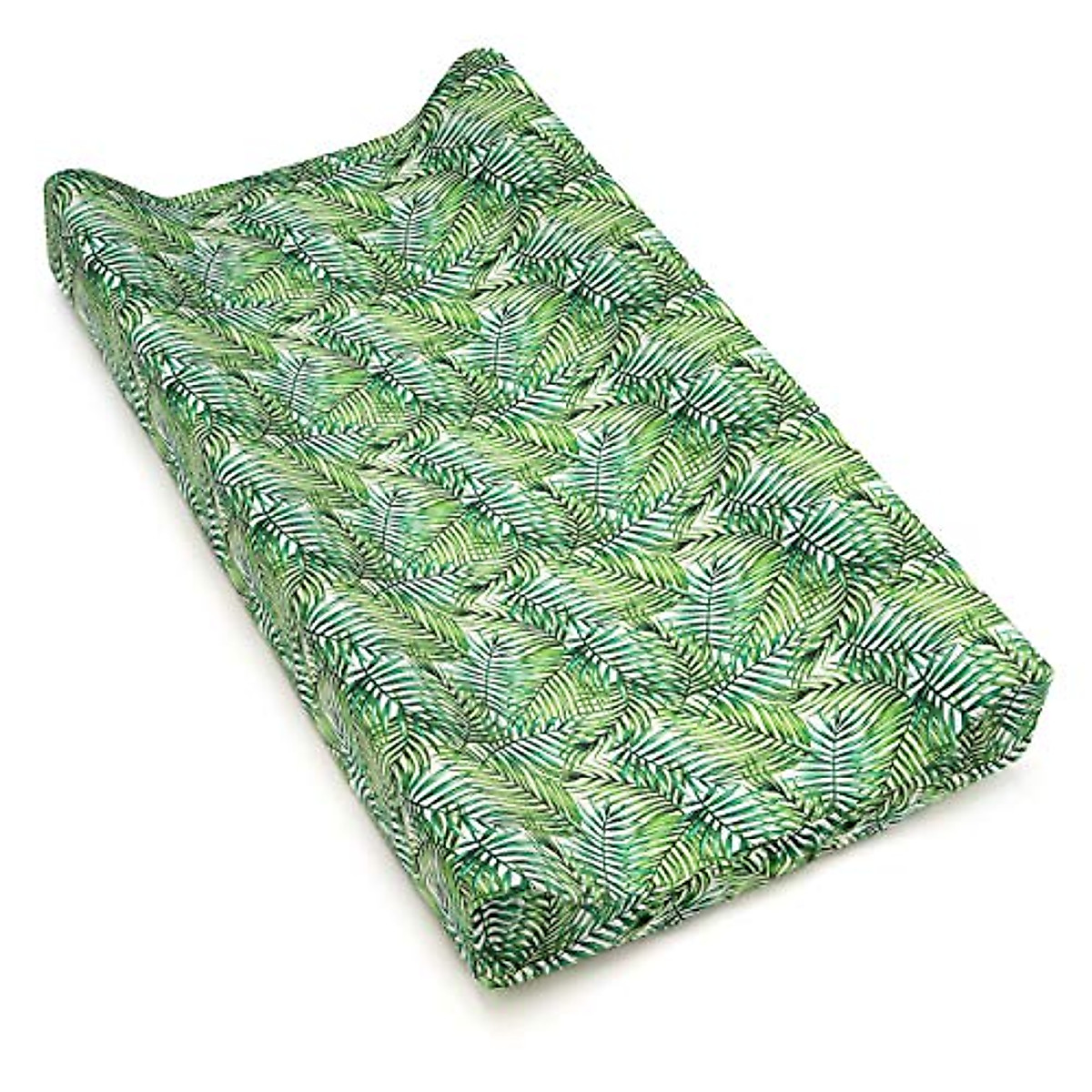 Changing Pad Cover Green for Baby Girl and Boy - Thick and Absorbent - Soft Cotton - OekoTex Certificate - Made in Europe - Baby Registry Shower Gift - Beautiful Packaging – Green Palm Leaves