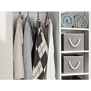 StorageWorks Storage Baskets for Shelves, Rectangular Closet Organizers with Handles, Foldable Closet Storage Baskets for Utility Room, 3-Pack, Gray