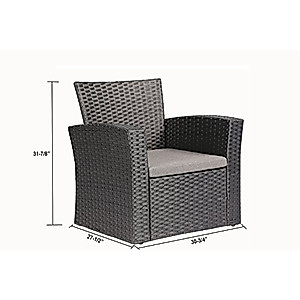 Baner Garden 4 Pieces Outdoor Furniture Complete Patio Cushion Wicker P.E Rattan Garden Set, Full, Black