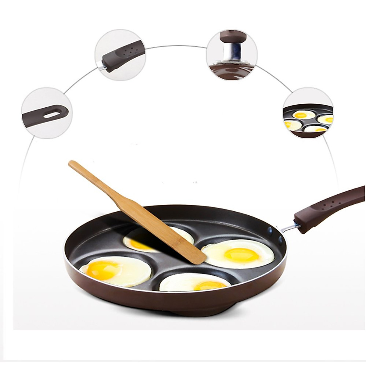 Nadalan Frying Pan Non - Stick Pan Pan Fried Egg Pot Pancake Divided Fried Eggs Pancakes etc 24CM