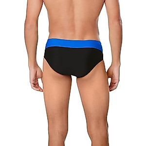 Speedo Men's Swimsuit Brief Endurance+ Splice Team Colors Black/Blue Spark, 38