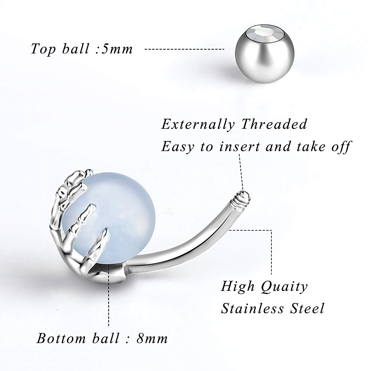 ONESING 12 Pcs 14G Belly Button Rings for Women CZ Opal Navel Rings Belly Barbells Stainless Steel Body Piercing Jewelry