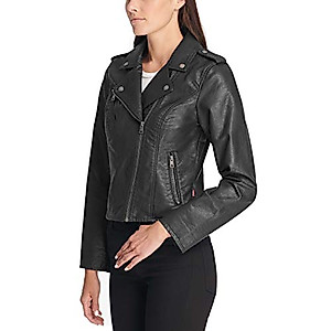 Levi's Women's Faux Leather Moto Jacket (Regular & Plus Size), Classic Black, 2X