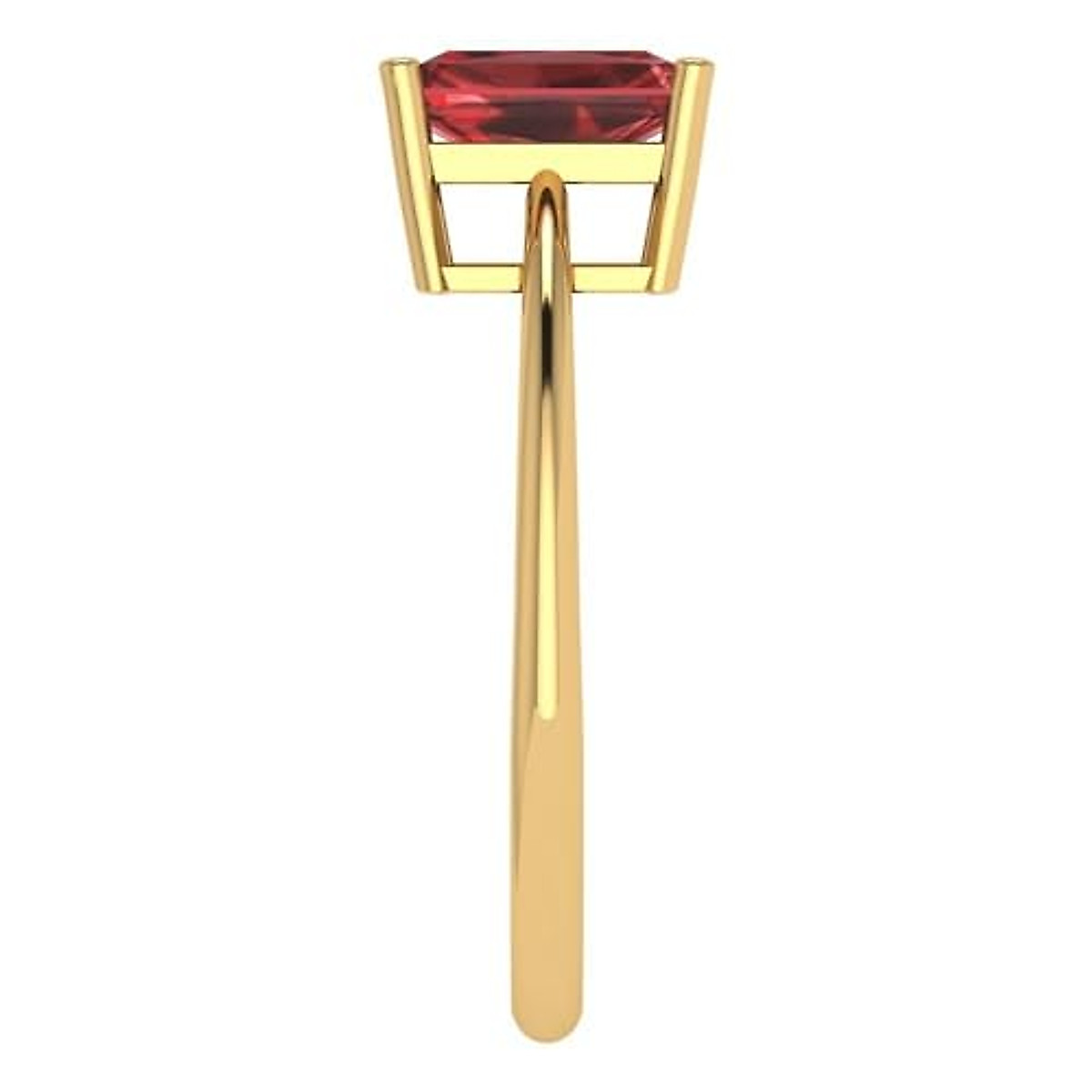 Clara Pucci 1.0 ct Radiant Cut Solitaire Natural VVS1 Red Garnet Engagement Bridal Promise Anniversary Ring 18K Yellow Gold Size 9.75