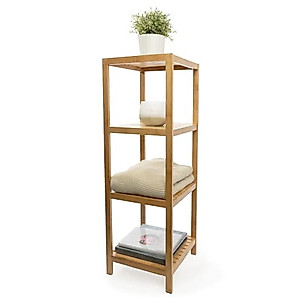 DECOMIL - 4 Tier Bamboo Standing Shelf | Freestanding Bathroom Storage Shelf | Multifunctional Storage Rack