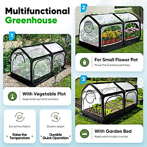 Quictent Greenhouse for Outdoors, Mini Quic-Setup Portable Flower Garden Plant Kit Outside, Heavy Duty Fiberglass Pop-up Frame and Durable Cover W/ Screen Window, 8.2x4.1x4.4 FT, Black