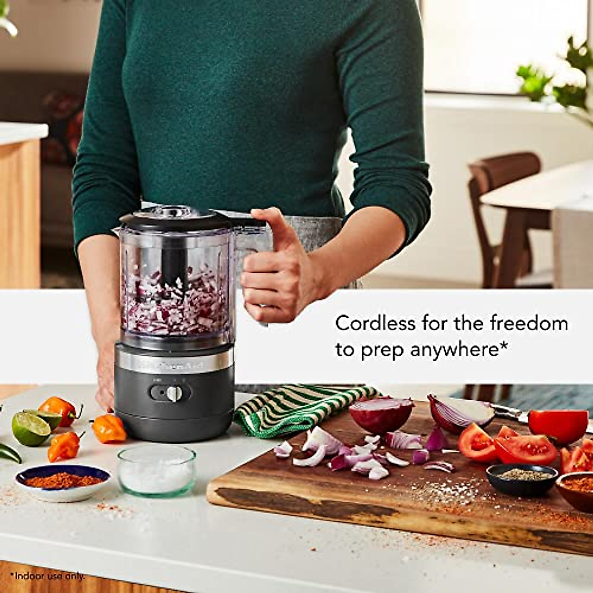 KitchenAid 5 Cup Cordless Food Chopper, Charcoal Grey