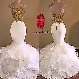Fanciest Women's Spaghetti Straps Prom Dresses 2023 Mermaid Long Appliques Formal Evening Gown Red US14