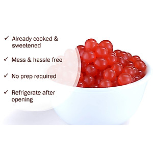 Strawberry Boba Pearls, Strawberry Popping Boba Bursting Boba, Strawberry Bubble Tapioca Pearls For Bubble Tea 1 Pound (Strawberry, 1 LB Pack of 1)