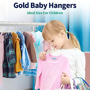 SPECILITE 11.8'' Gold Kids Baby Hangers 30 Pack, Strong Metal Wire Baby Clothes Hangers for Closet, Space Saving Childrens Hangers for Toddler Clothes, Cute Infant Hanger