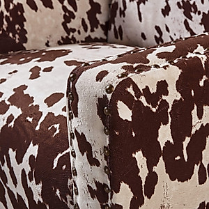Christopher Knight Home Elysabeth Studded Velvet Club Chair, Milk Cow / Dark Brown 32.75D x 29.25W x 37.5H in