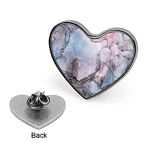 Mixing Acrylic Paints Modern Fluid Alcohol Ink Art Marble Stone Heart Brooch Pin, Unisex Smooth Surface Lapel Tie Pin, Lightweight Badge Jewelry Crafts Decor for Costume Accessory Men Women