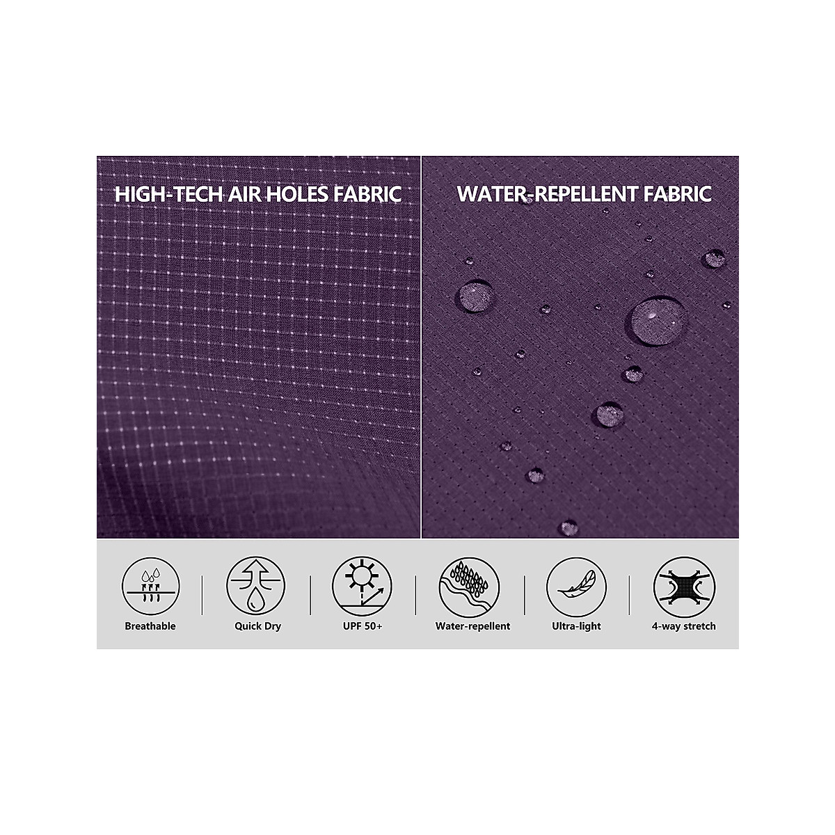 Little Donkey Andy Women's Lightweight Breathable Hiking Shorts, Quick-dry Golf Shorts with Zipper Pockets, Air-Holes Tech Purple Magic Heather L