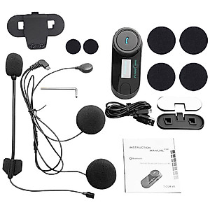 FreedConn TCOM-SC Motorcycle Helmet Bluetooth Intercom Headset Communication Systems Kit, for 2 or 3 Riders, LCD Screen/FM Radio/Mobile phone/MP3/GPS Connective/Range 800m / Handsfree (2 Set)