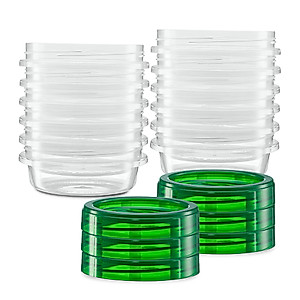 Elegant Disposables (8 Ounce 10 Pack) Twist cap Containers Clear Bottom With Green Top Screw on Lids Twist Top Food Storage Freezer Containers