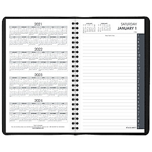 AT-A-GLANCE 2022 Daily Appointment Book & Planner by AT-A-GLANCE, 5" x 8", Small, Black (7020705)