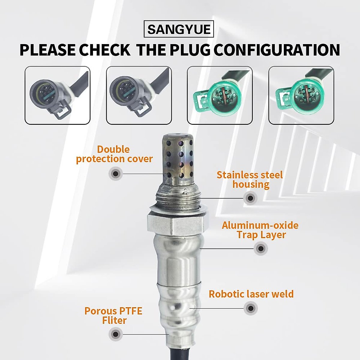 Sangyue Oxygen Sensor 1 Sensor 2 for Ford F-150 2004-2008 4.2L 4.6L 5.4L Lincoln Mark LT 5.4L 2006-2008 Upstream + Downstream 4PCS