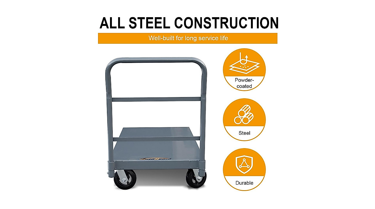 DMC-FPPS 48" L x 24" W Steel Platform Truck 2000 Lb. Loading Capacity Heavy Duty Flatbed Hand ...