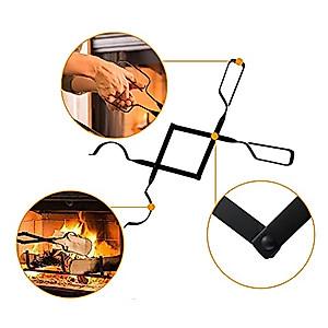 ZBXHJJZW 38 Inch Campfire Poker with Blow Poke Function and 25 Inch Fireplace Wood Stove Firewood Tongs Accessories Tools, 3 Part Assembled Fire Pit Poker …