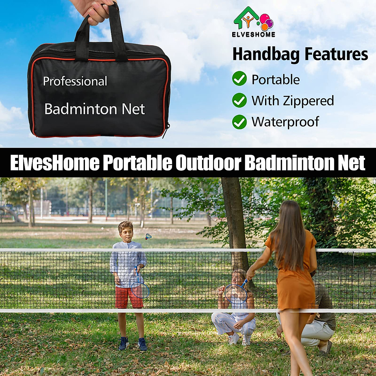 Professional Badminton Net for Backyard, Portable With Bag, Volleyball Net Outdoor, Replacement for Beach Schoolyard Competition, Size 20FT X 2.5FT