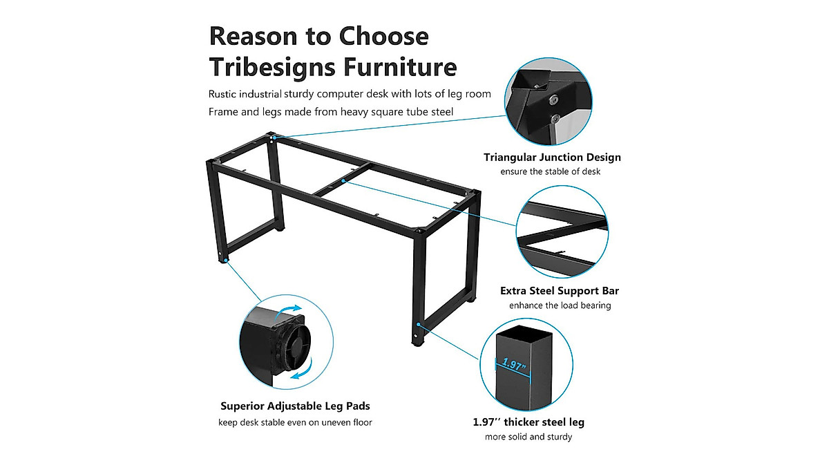 Tribesigns 63" Large Computer Desk - Stylish & Sturdy Home Office