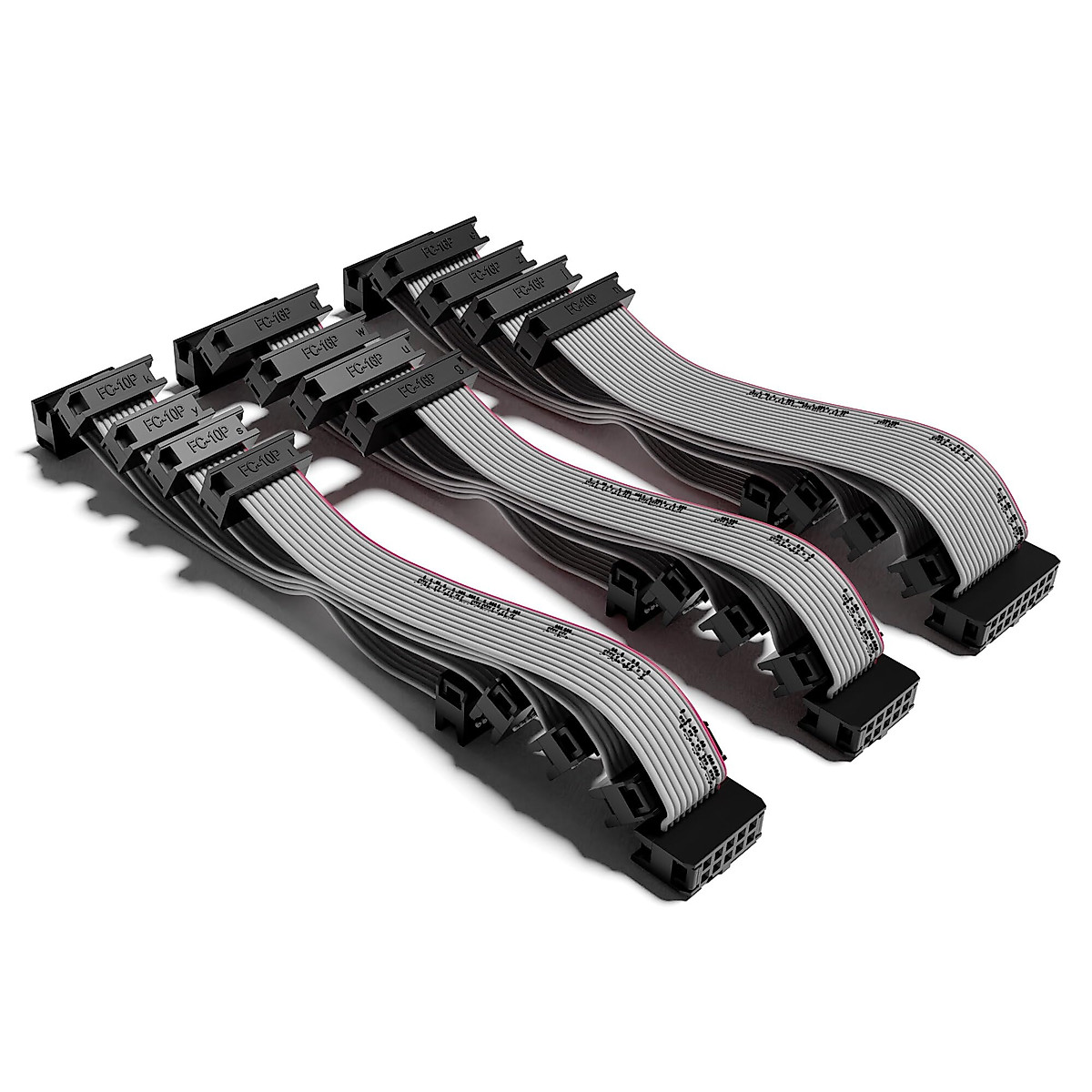 ExcelValley - 5-Pack - Eurorack Flat Ribbon Power Cables Modular Synth Synthesizer [10 to 16 Pins | 50 cm - 19.69"]