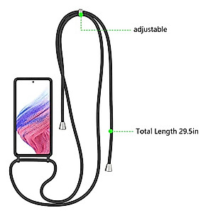 ZTOFERA Crossbody Case for Samsung Galaxy A53 5G with Lanyard Strap Adjustable Rope Liquid Silicone Soft Cover,Black