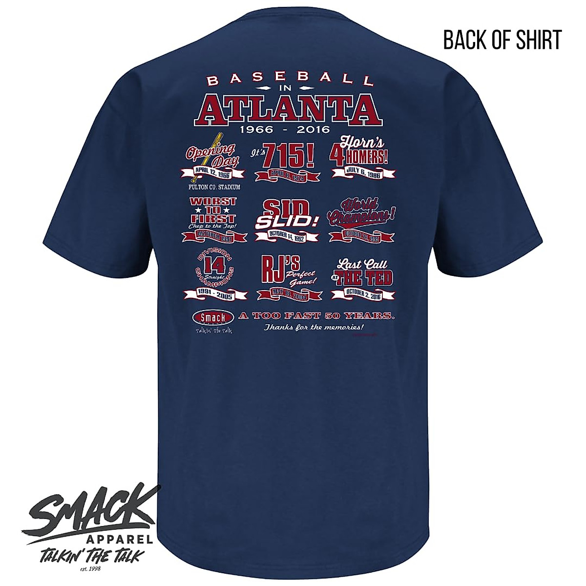 Atlanta Baseball Fans. Baseball in Atlanta Navy T-Shirt (Sm-5X) (Short Sleeve, X-Large)