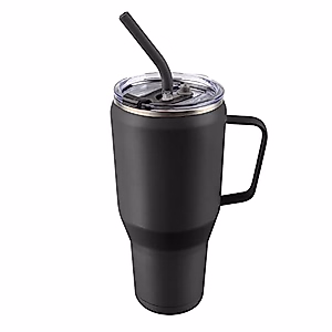 MUCHENGHY 40 oz Tumbler with Handle and Straw Lid, Leak Proof Double Vacuum Stainless Steel Tumblers Insulated Travel Coffee Mug with Lids Black