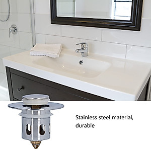 Wash Basin Bounce Drain Filter, Stainless Steel Press Type Bathroom Sink Drain Stopper Plug, Bathroom Bathtub Sink Draining Water Accessories