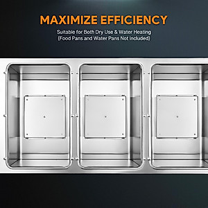 WILPREP 5 Well Natural Gas Food Warmer, 17,500BTU Commercial Gas Steam Table with 8" Cutting Board & Storage Shelf, 72" LP NG Stainless Steel Steam Table Food Warmer for Catering Buffets Restaurants